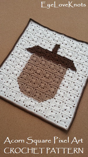 Acorn Square Pixel Art - Free Crochet Pattern - EyeLoveKnots