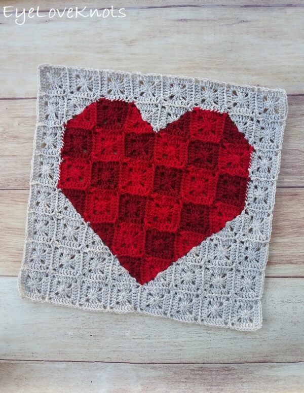 Heart Pixel Art Square - Free Crochet Pattern - EyeLoveKnots