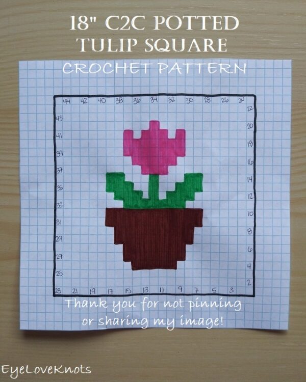 C2C Potted Tulip Square - Free Crochet Pattern - EyeLoveKnots