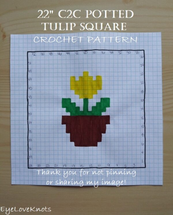 C2C Potted Tulip Square - Free Crochet Pattern - EyeLoveKnots