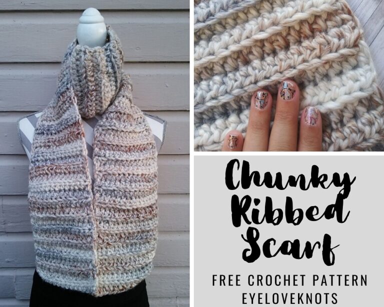Chunky Ribbed Scarf - Free Crochet Pattern - EyeLoveKnots