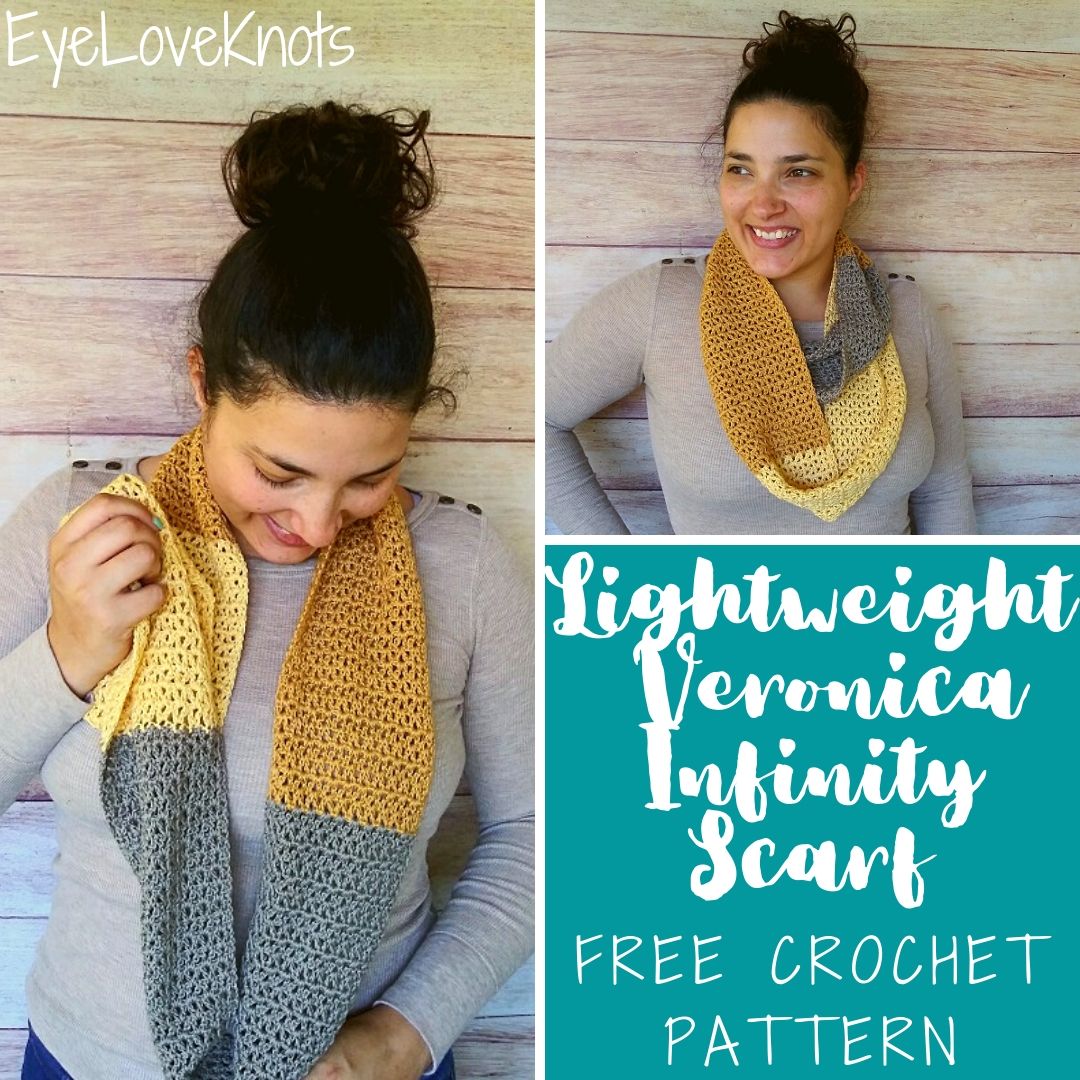 Lightweight Veronica Infinity Scarf - Free Crochet Pattern - EyeLoveKnots