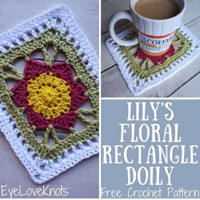 Lily's Floral Rectangle Doily - Free Crochet Pattern - EyeLoveKnots