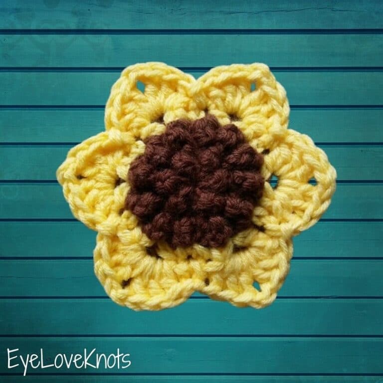 Sunflower Applique 2.0 - Free Crochet Pattern - EyeLoveKnots