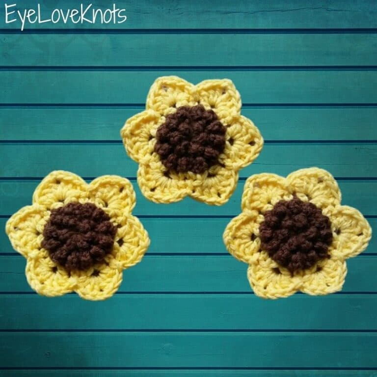 Sunflower Applique 2.0 - Free Crochet Pattern - EyeLoveKnots