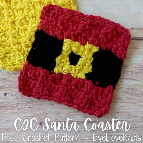C2C Santa Coaster - Free Crochet Pattern | Christmas Coaster Crochet ...