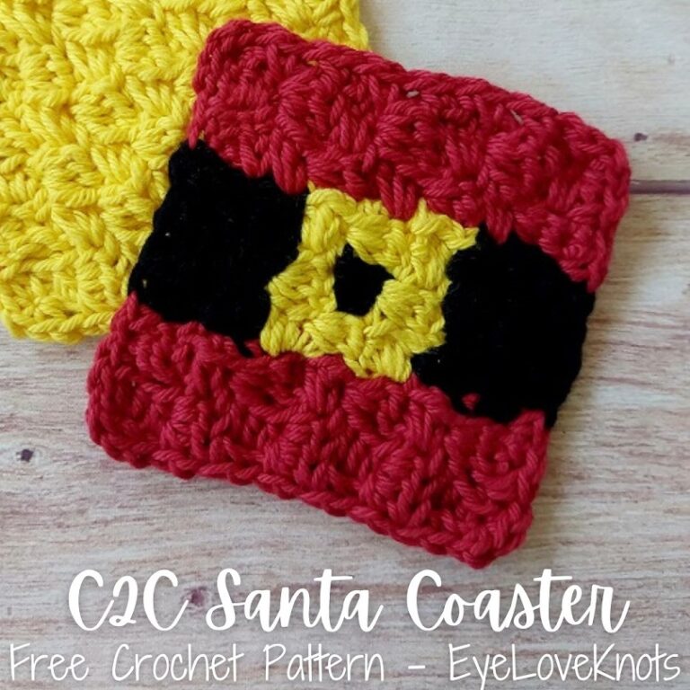C2C Santa Coaster - Free Crochet Pattern | Christmas Coaster Crochet ...